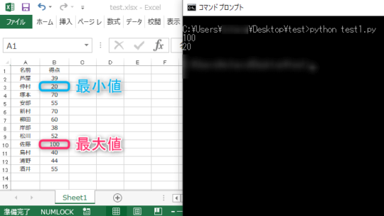 【python】最大値・最小値を取得する Openpyxl2選