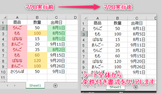 【エクセルマクロ】条件付き書式を削除する：使用例4選 | kirinote.com